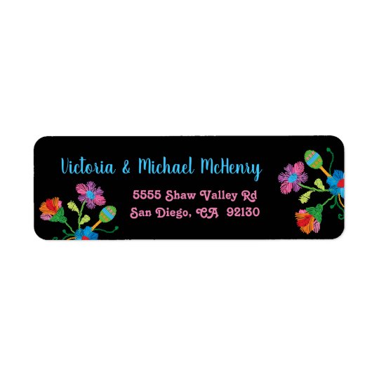Mexican Fiesta Embroidery address labels | Zazzle.com