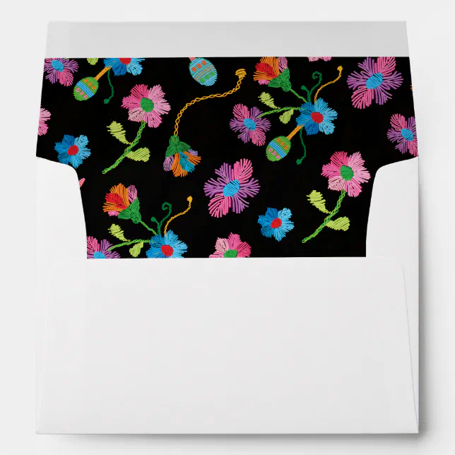 Mexican Fiesta Embroidery Folk Art Envelopes | Zazzle