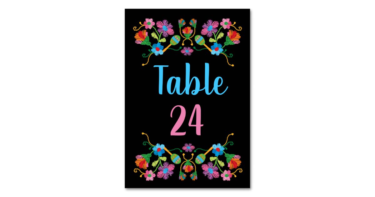 Mexican Fiesta Embroidery Table Numbers | Zazzle