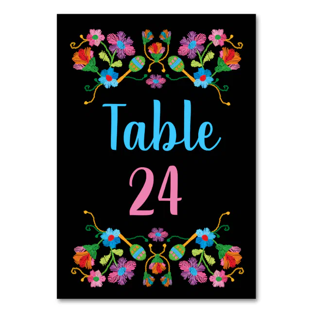 Mexican Fiesta Embroidery Table Numbers | Zazzle
