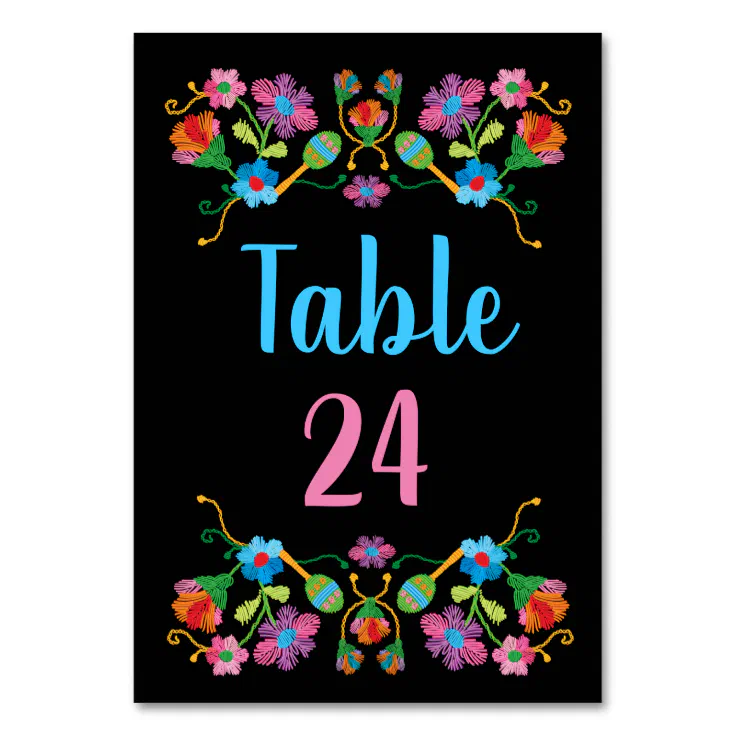 Mexican Fiesta Embroidery Table Numbers | Zazzle