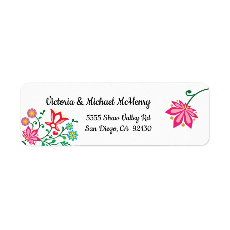 Mexican Fiesta Floral address labels | Zazzle