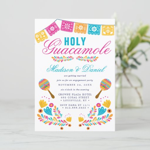 Mexican Fiesta Floral Maraca Engagement Party Invitation | Zazzle