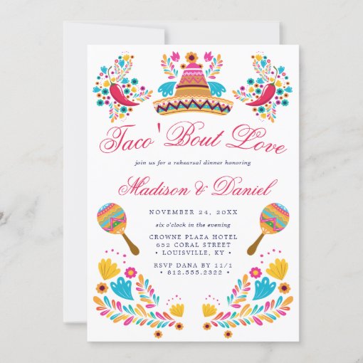 Mexican Fiesta Floral Sombrero Rehearsal Dinner Invitation | Zazzle Mexican Fiesta Floral Sombrero Rehearsal Dinner Invitation | Zazzle