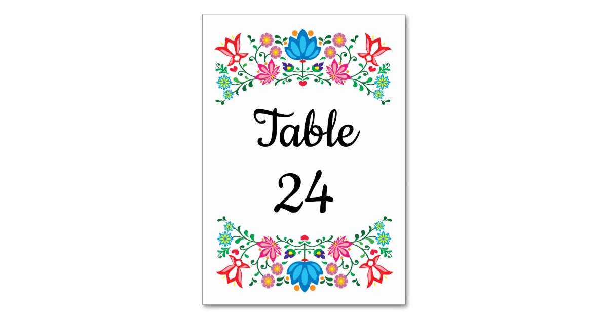 Mexican Fiesta Floral Table Numbers | Zazzle