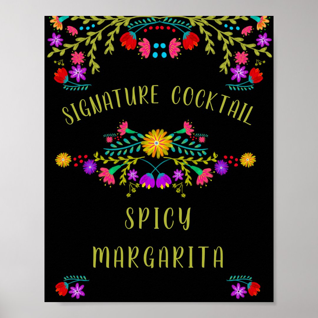 Mexican Fiesta Flower Signature Cocktail Bar Sign | Zazzle