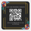 Mexican Fiesta Flower Wedding QR Code Black Square Sticker | Zazzle