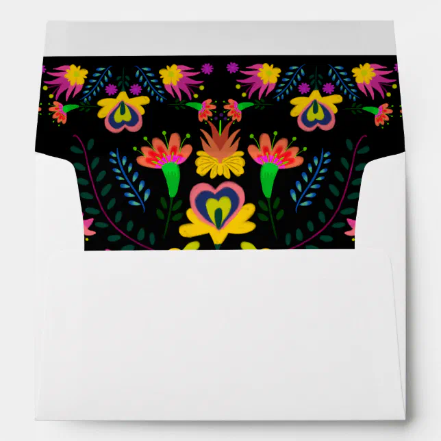 Mexican Fiesta Flowers Colorful Return Address Envelope | Zazzle