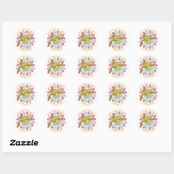 Mexican Fiesta Folk Flowers Personalized White Classic Round Sticker ...