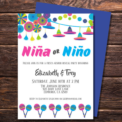 MEXICAN HE OR SHE GENDER REVEAL BABY SHOWER INVITATION | Gabriel Angel ...