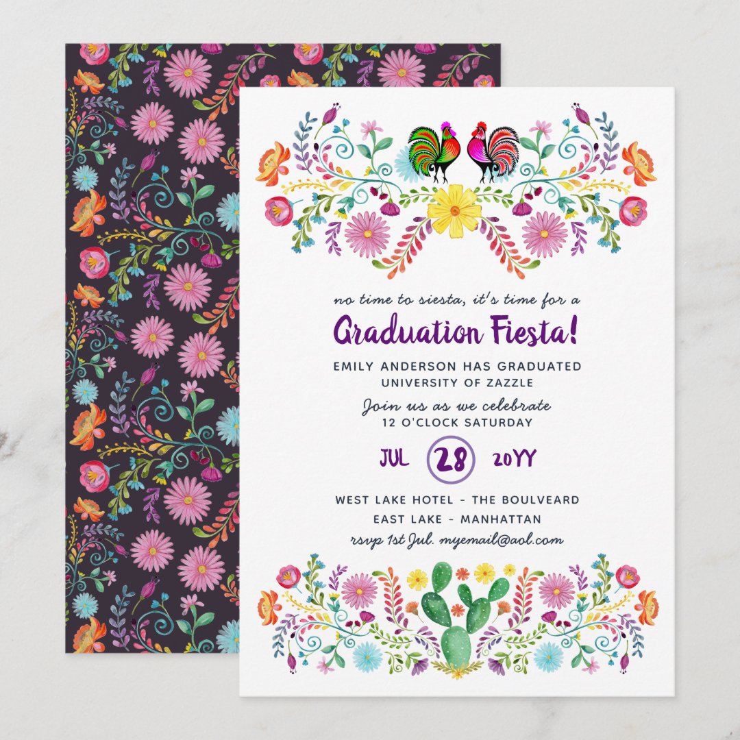 Mexican FIESTA GRADUATION Invitation Folk Art | Zazzle