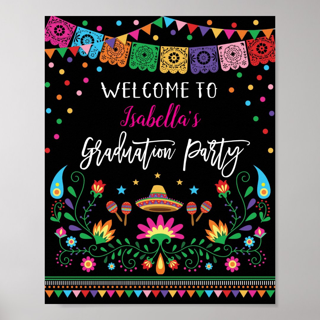 Mexican Fiesta Graduation Party Welcome Poster | Zazzle