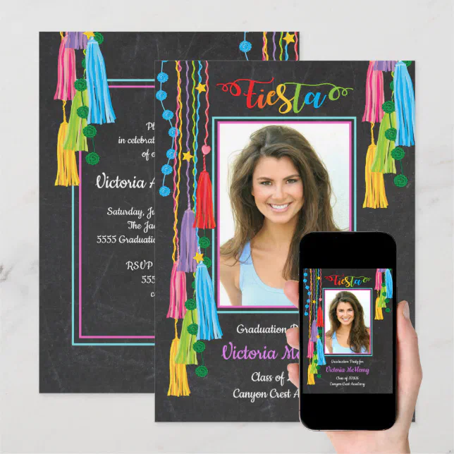 Mexican Fiesta Graduation Photo invitation | Zazzle
