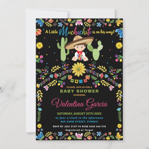 Mexican Fiesta Little Muchachito Boy Baby Shower Invitation | Zazzle
