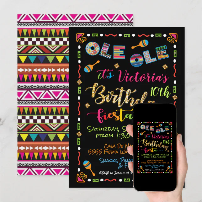 Mexican Fiesta Ole Ole birthday invitation | Zazzle