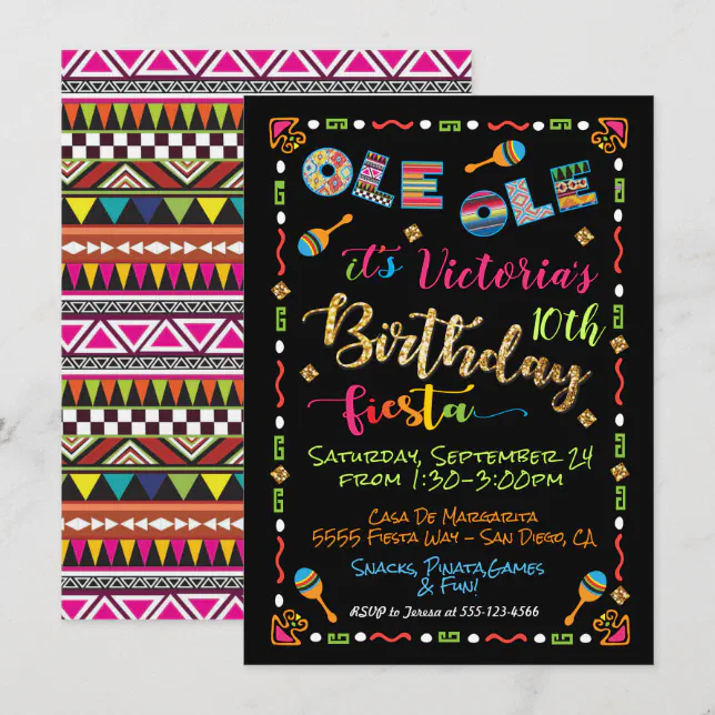 Mexican Fiesta Ole Ole birthday invitation | Zazzle