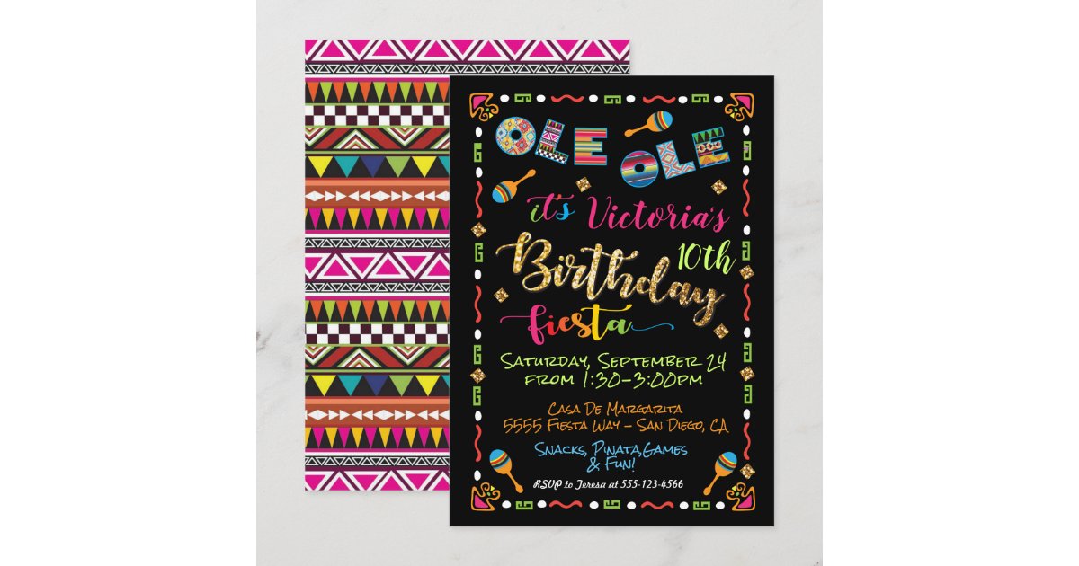 Mexican Fiesta Ole Ole birthday invitation | Zazzle