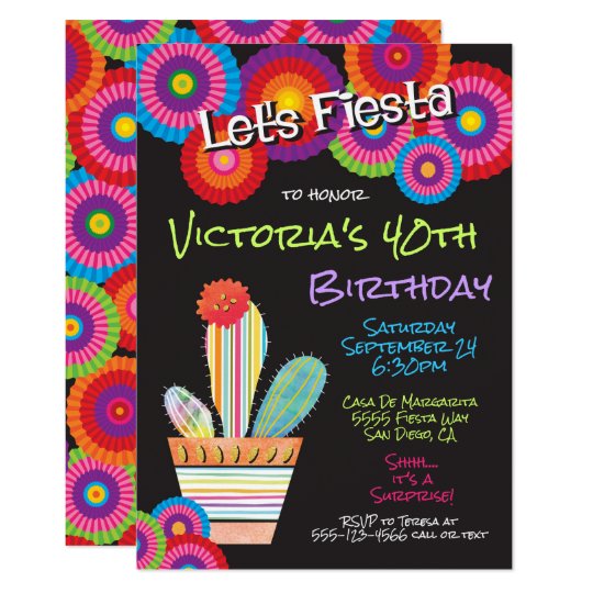 Mexican Fiesta Paper Flowers cactus invitations | Zazzle.com