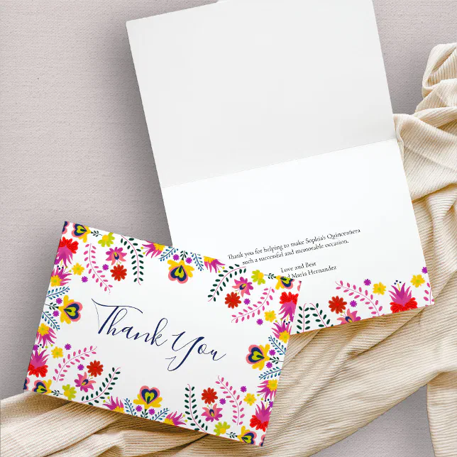 Mexican Fiesta Party Floral Thank You Card | Zazzle