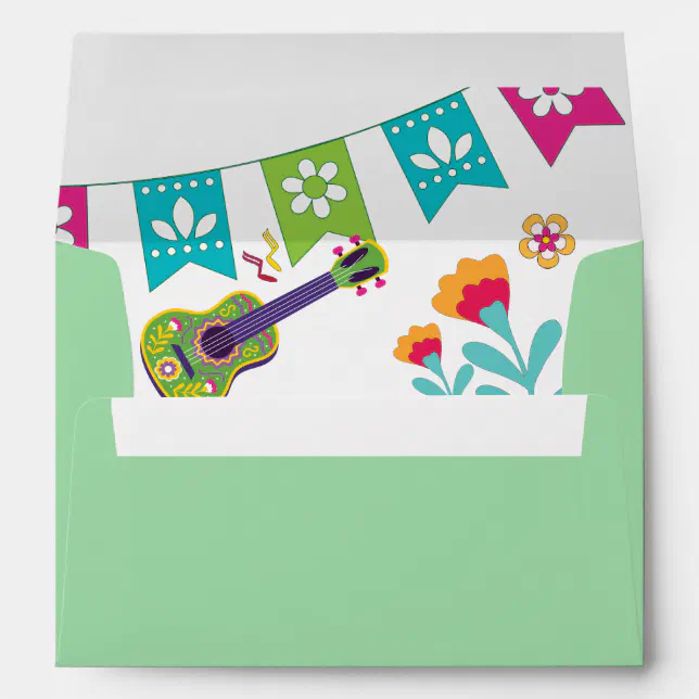 Mexican Fiesta Spanish Guitar Wedding Envelope | Zazzle