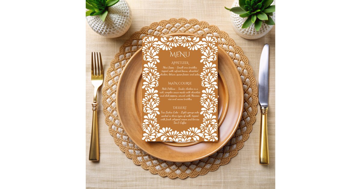 Mexican fiesta talavera terracotta menu | Zazzle
