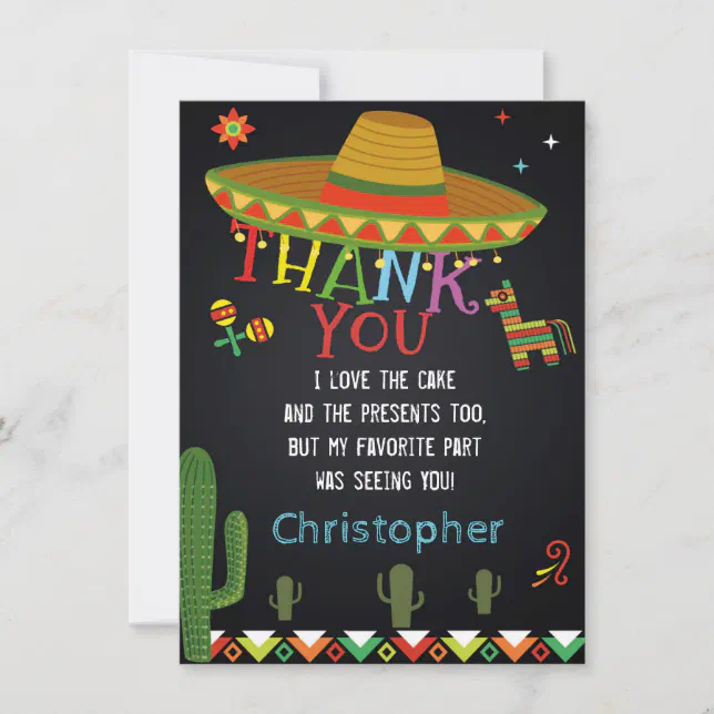 MEXICAN FIESTA THANK YOU CARD | Zazzle