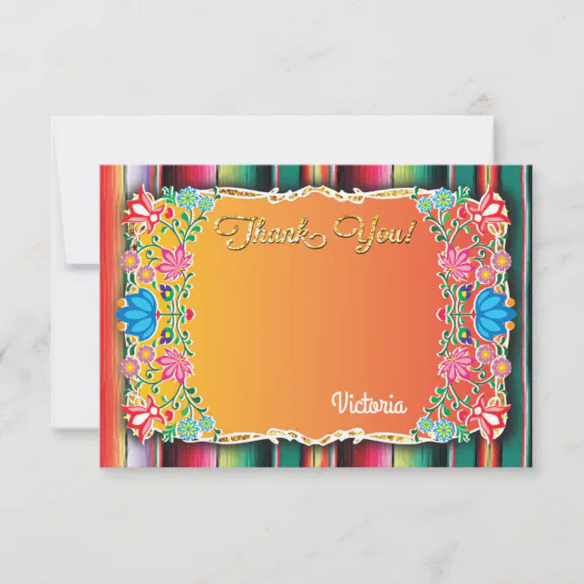 Mexican Fiesta Thank you note card | Zazzle