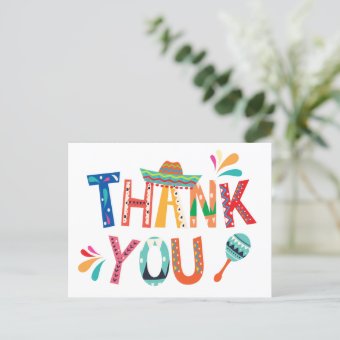 Mexican FIesta Thank You note Postcard | Zazzle