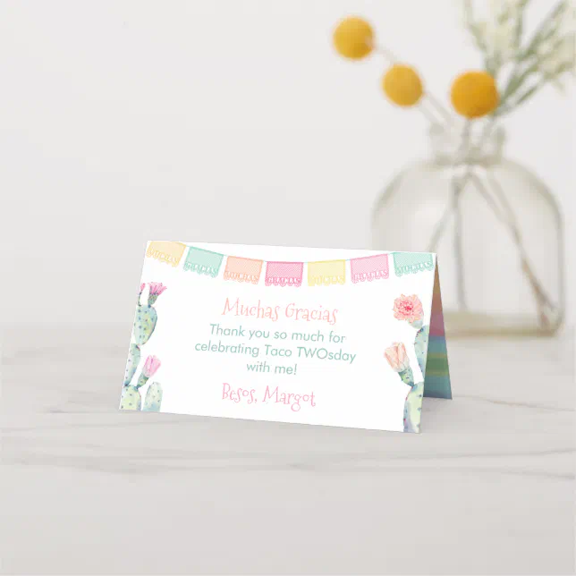 Mexican Fiesta Theme Favor Bag Toppers 3.5x2 Place Card | Zazzle