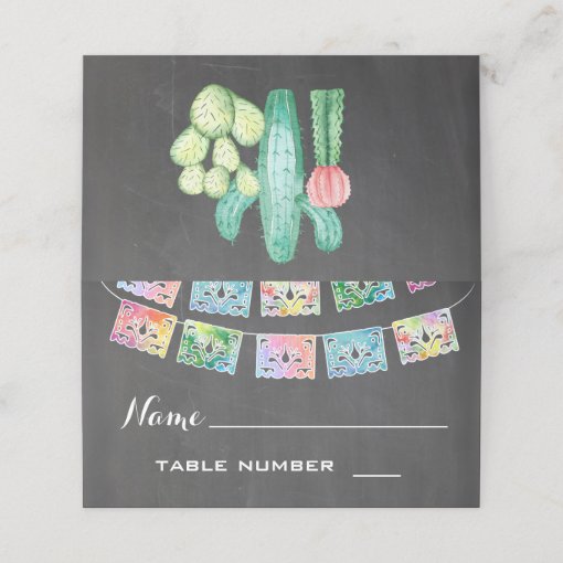 Mexican Fiesta watercolor cactus table cards | Zazzle