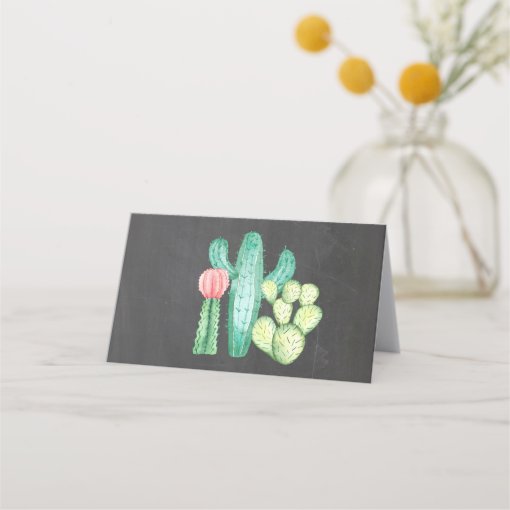 Mexican Fiesta watercolor cactus table cards | Zazzle