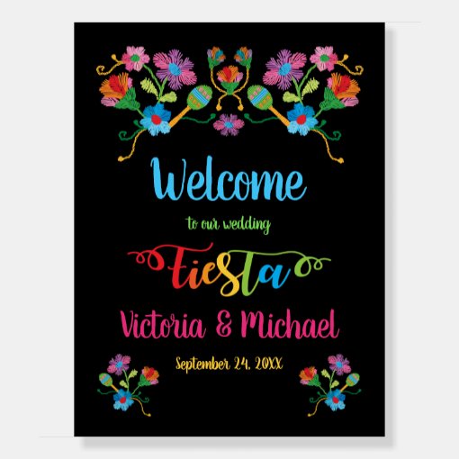 Mexican Fiesta Welcome Sign with embroidery | Zazzle