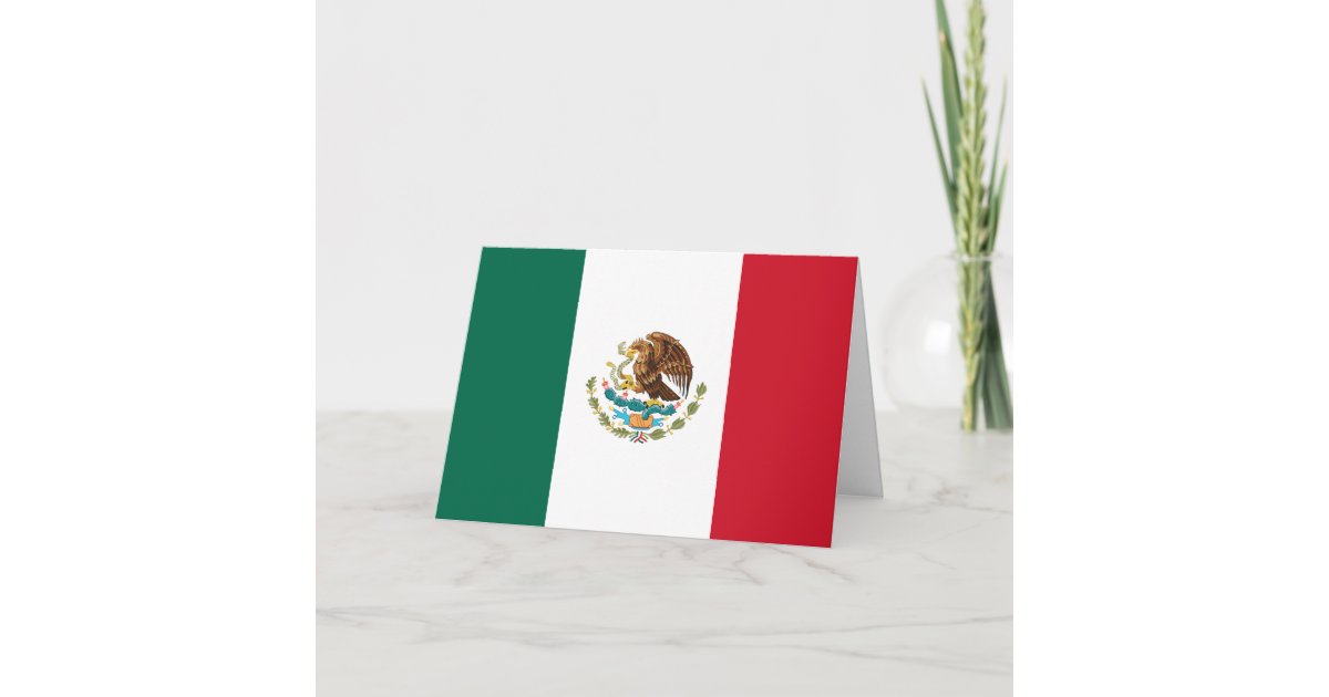 Mexican flag greeting card with custom text | Zazzle