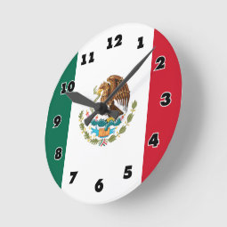 Mexican flag of Mexico custom round wall clock | Zazzle