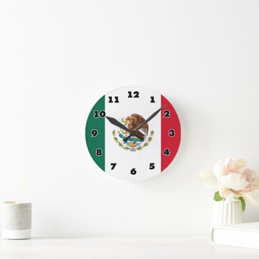 Mexican flag of Mexico custom round wall clock | Zazzle