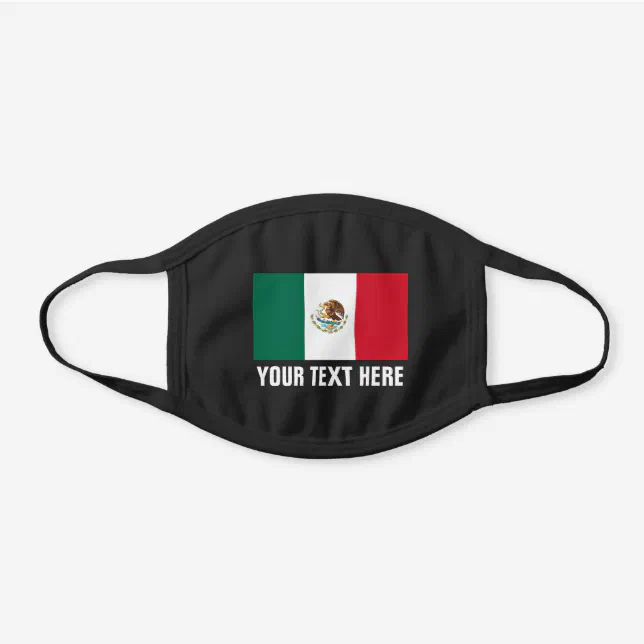 Mexican flag of Mexico personalized custom name Black Cotton Face Mask ...