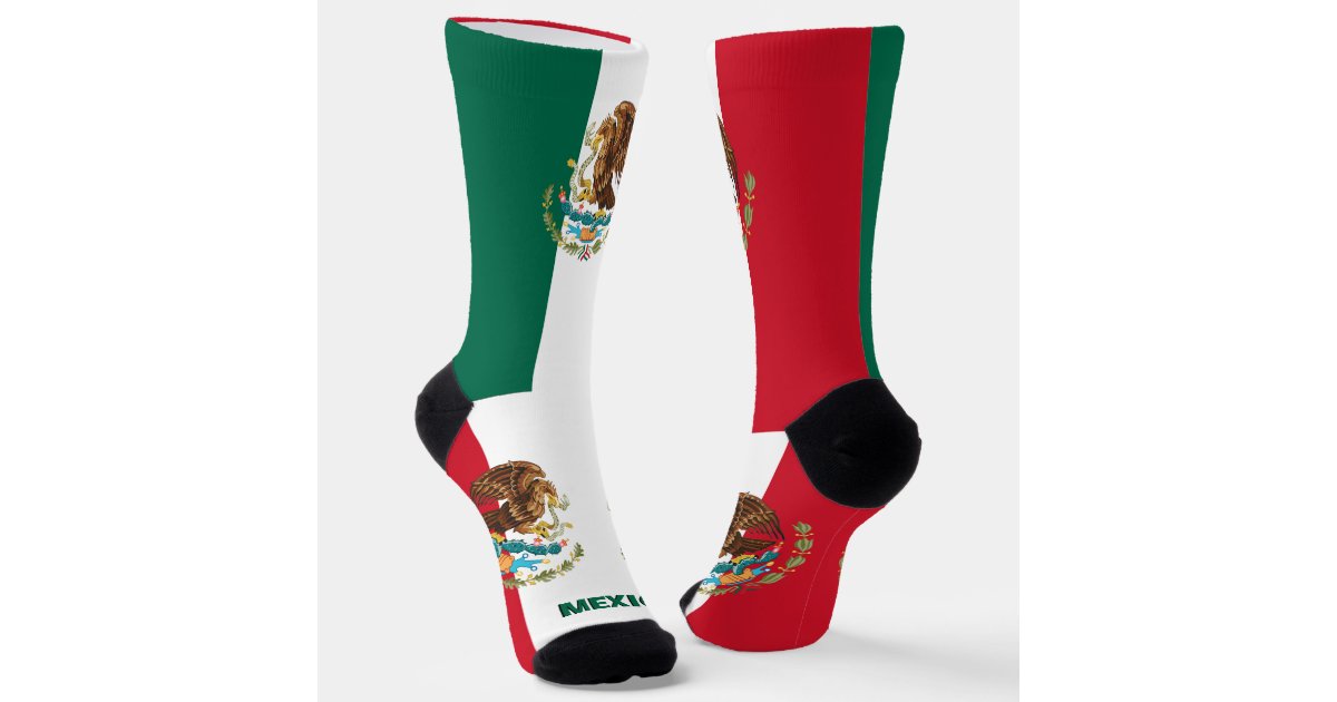 Mexican Flag Patriotic, Sustainable Mexico Premium Socks | Zazzle
