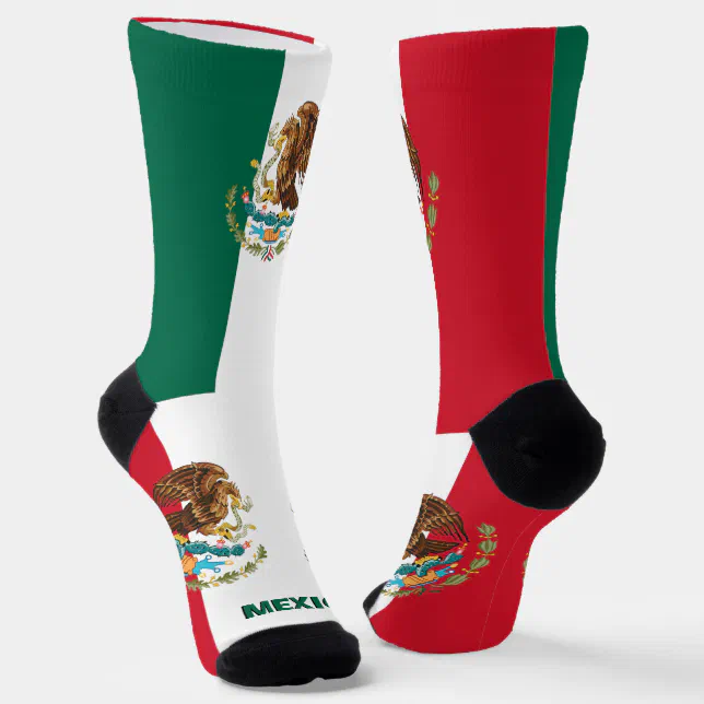 Mexican Flag Patriotic, Sustainable Mexico Premium Socks | Zazzle