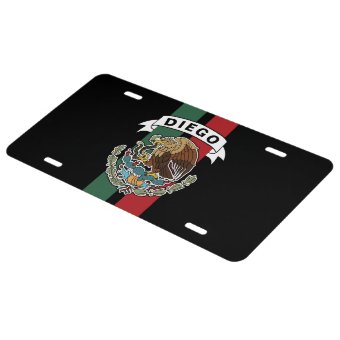 Mexican Flag Race Stripes Personalized License Plate | Zazzle