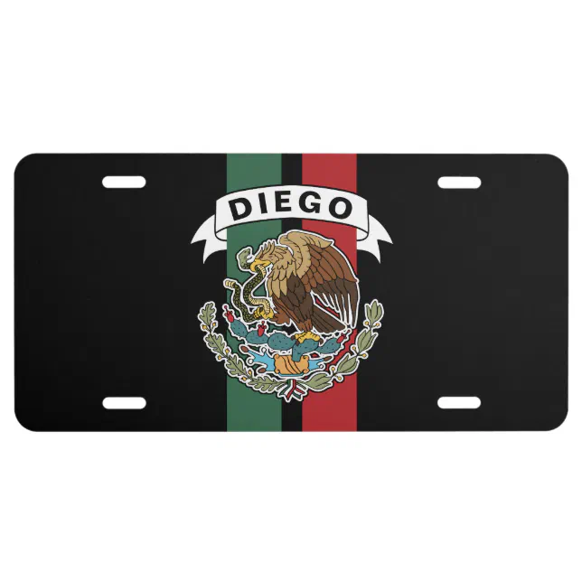 Mexican Flag Race Stripes Personalized License Plate | Zazzle