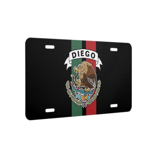 Mexican Flag Race Stripes Personalized License Plate | Zazzle