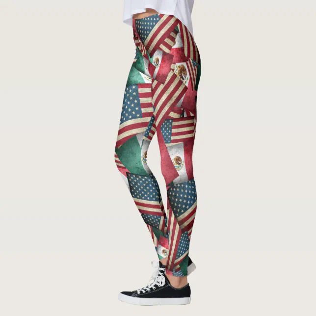 Mexican Flags and American Flags Leggings | Zazzle