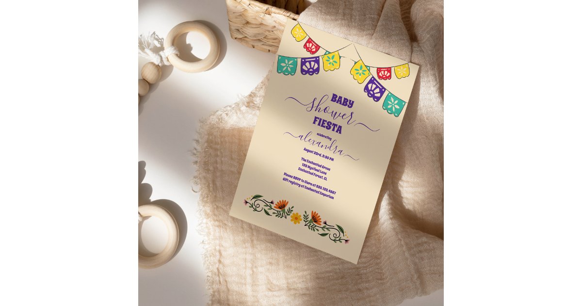 Mexican Floral Flowers Fiesta Girl Baby Shower Invitation | Zazzle