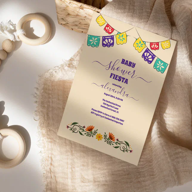 Mexican Floral Flowers Fiesta Girl Baby Shower Invitation | Zazzle