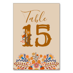 Mexican Floral Western Number Themed Table Card | Zazzle