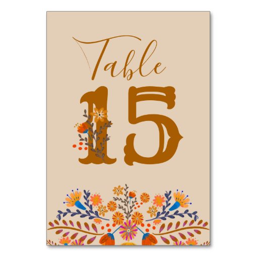 Mexican Floral Western Number Themed Table Card | Zazzle