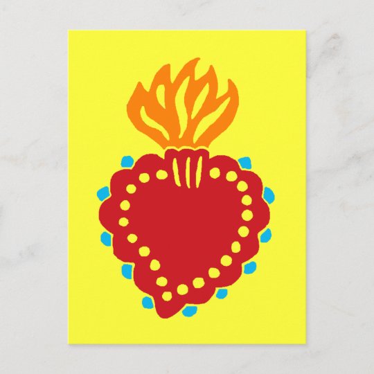 Mexican Folk Art Sacred Heart Postcard | Zazzle.com