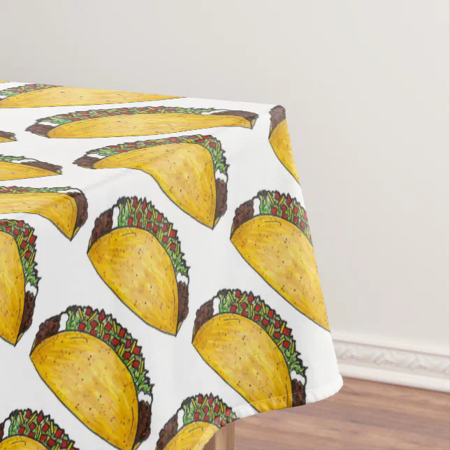 Mexican Food Hard Shell Taco Tacos Print Decor Tablecloth | Zazzle