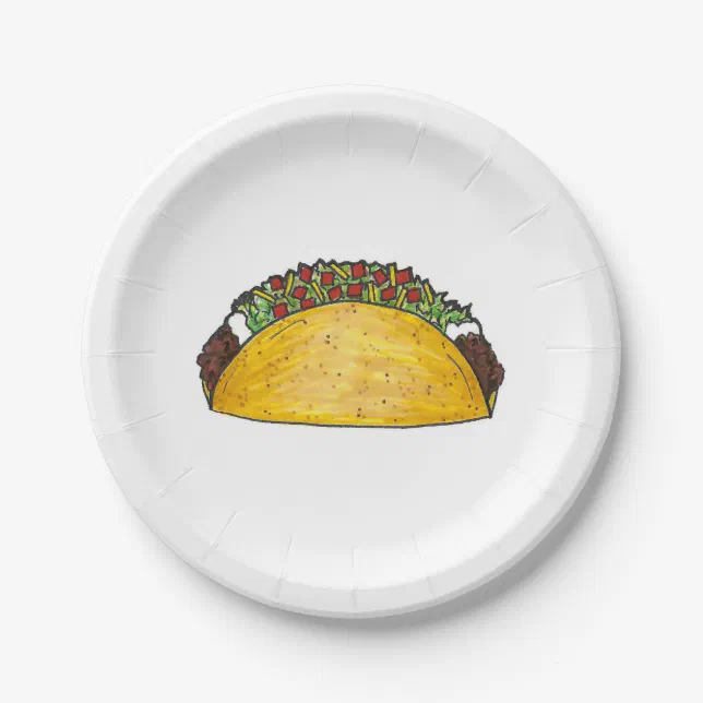 Mexican Food Hard Shell Taco Tacos Print Plates | Zazzle