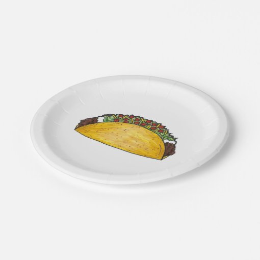 Mexican Food Hard Shell Taco Tacos Print Plates | Zazzle